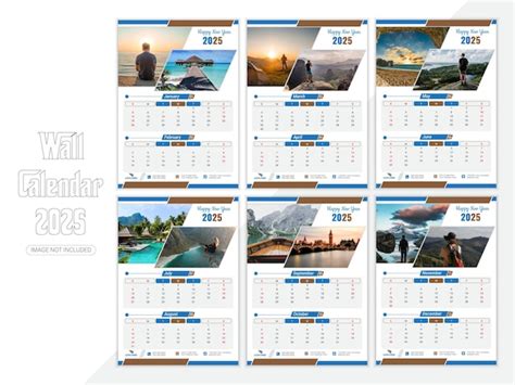 Calendário de parede vetorial 2025 modelo de projeto Vetor Premium