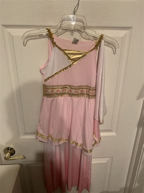 Pink White Roman Empress Greek Goddess Toga Costume C Gem