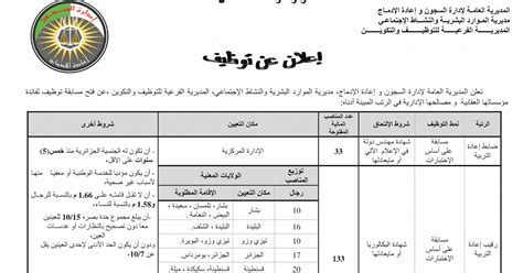 اعلان وملف التسجيل في مسابقة ادارة السجون 2017 بالعربية