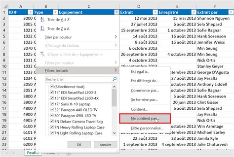 Filtrer les données dans un tableau Excel