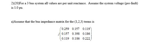 Solved For A Symmetrical Phase Fault At Bus Find The Chegg