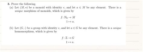 Solved 3 Prove The Following A Let M Be A Monoid With