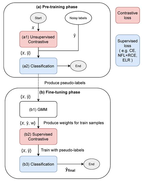 A Framework Using Contrastive Learning For Classification With Noisy Labels