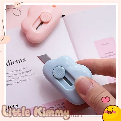 Jual Cutter Mini Lucu Model Awan Warna Pastel Unik Pembuka Paket Estetik Pisau Silet Portable
