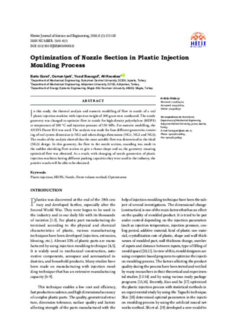 Pdf Optimization Of Nozzle Section In Plastic Injection Moulding Process