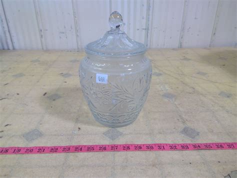 Sandwich Clear Depression Glass Cookie Jar Schmalz Auctions