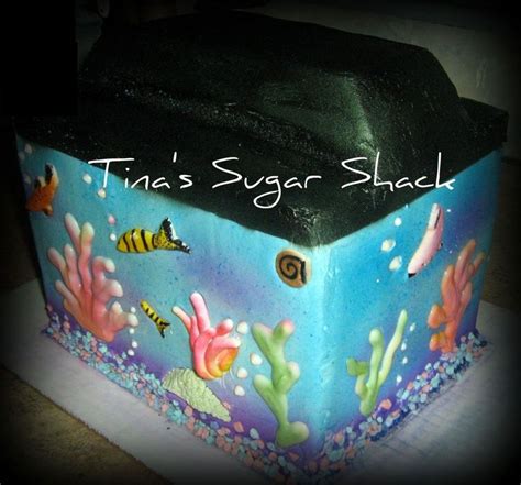 This Is An Image Of A Cake Made To Look Like A Box With Sea Animals On It