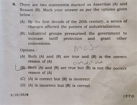 9 there are two statements marked as assertion a and reason r mark