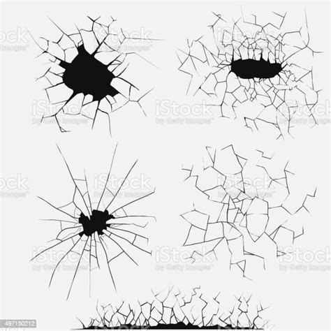 Cracks Set Broken Glass Vector向量圖形及更多碎玻璃圖片 碎玻璃 破爛的 矢量圖 Istock