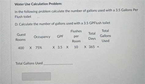 solved water use calculation problem in the following