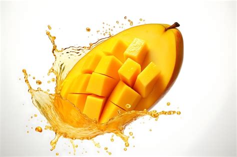 Premium Photo Mango In Juice Splash Isolated On A White Background