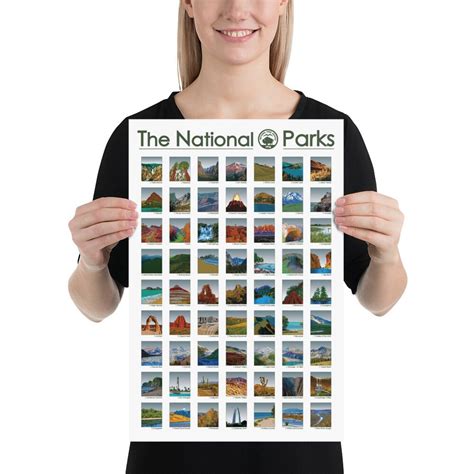 National Park Checklist Poster 63 National Parks Checklist Etsy