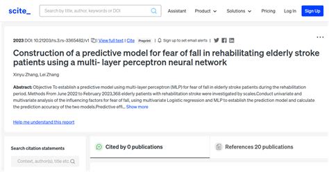 construction of a predictive model for fear of fall in rehabilitating
