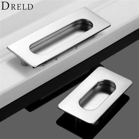 Aliexpress Com Buy DRELD 64 96mm Hidden Furniture Handles Stainless Steel Cabinet Invisible