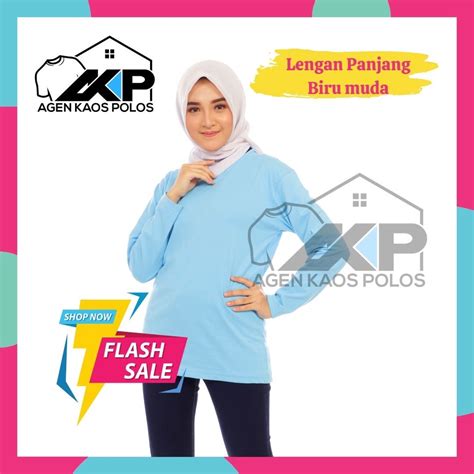 Jual Kaos Polos Lengan Panjang Cotton Combed S BIRU MUDA Shopee Indonesia