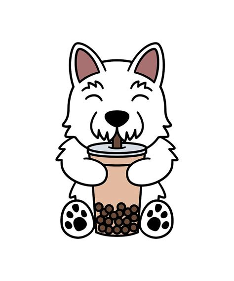 Westie Boba Bubble Milk Tea Digital Art By Jeff Chen Fine Art America