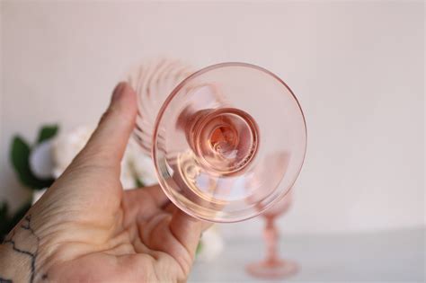 Vintage Pair Of French Pink Sherry Glasses Toadstool Farm Vintage
