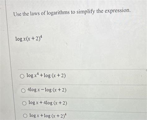 Solved Use The Laws Of Logarithms To Simplify The Chegg