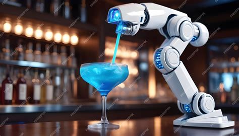 Free Photo Neofuturistic Style Cocktail Drink With Robot Arm