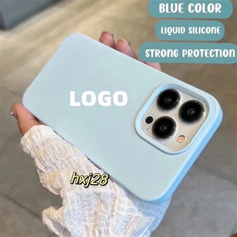 Light Blue Liquid Silicone Phone Case For Iphone 16 15 Pro Max 141312