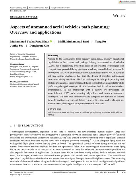 Pdf Aspects Of Unmanned Aerial Vehicles Path Planning Overview And Applications