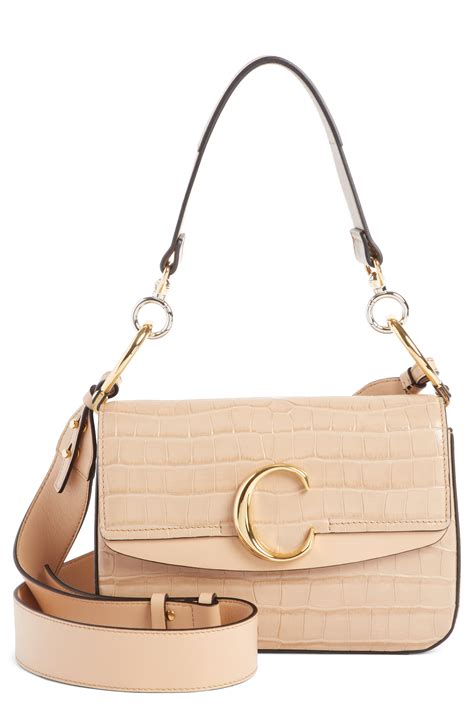 Chloé Croc Embossed Leather Shoulder Bag Nordstrom Shoulder Bag