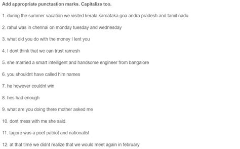 Punctuation Worksheet For Class 6 Cbse