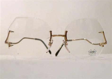 70s Gold Plated Luxottica Oversized Rimless Eyeglass Frames Etsy