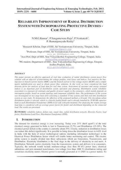 Pdf Reliability Improvement Of Radial Distribution · Pdf File33kv