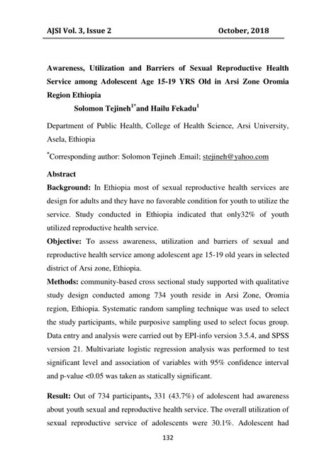 Pdf Awareness Utilization And Barriers Of Sexual Reproductive Health