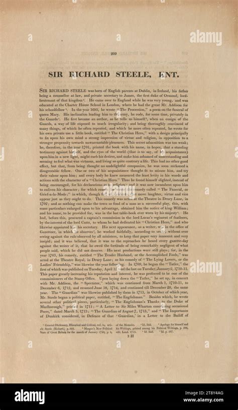 Sir Richard Steele Knt Unknown 1813 Paper Printing Height 50 Cm