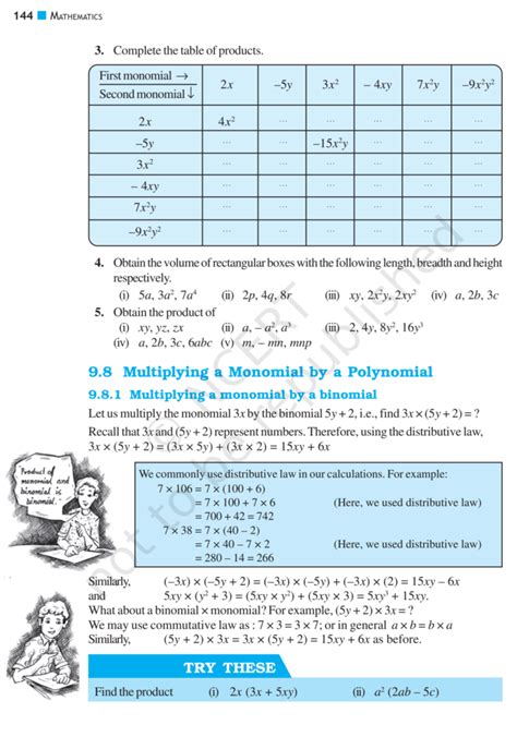 NCERT Book Class Maths Chapter Algebraic Expressions Identities