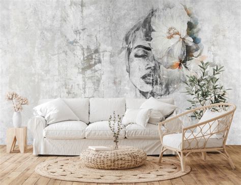 Fototapeta Abstrakcyjna Twarz Kobiety Kwiaty 405x270cm 122760 Sklep BRW