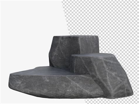 3d подиум из черного камня Натуральный грубый серый каменный ступенчатый пьедестал Концепция