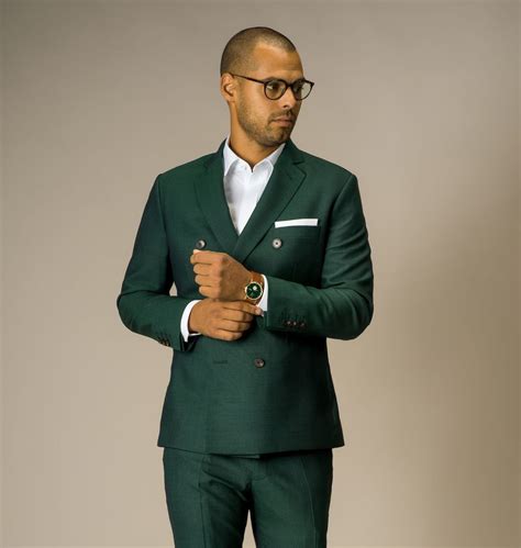 Two Piece Double Breasted Suit In Dark Emerald Green Tailor Store
