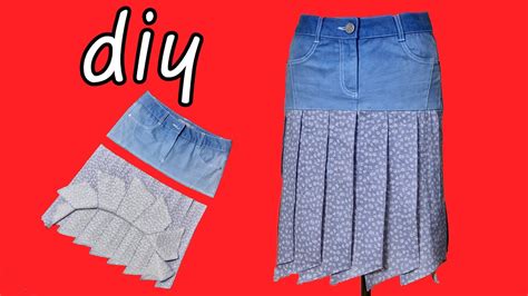 Diy 청바지와 오래된 옷으로 유니크한 스커트 만들기 Making A Unique Skirt With Jeans And Old