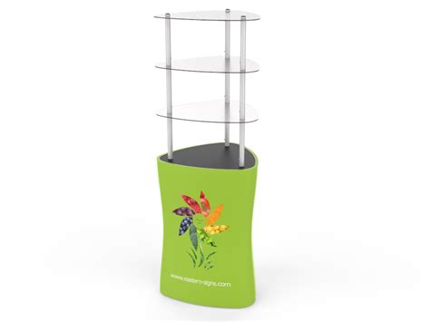 Triangular Display Tower W 3 Tiered Shelves And Heat Transfer Printing