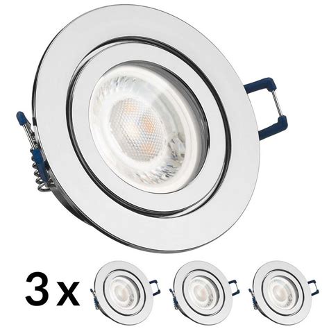Ledando Led Einbaustrahler 3er Ip44 Led Einbaustrahler Set Extra Flach