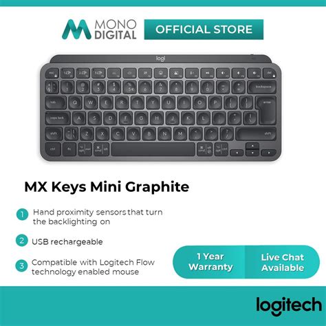 Logitech MX Keys Mini Wireless Bluetooth Illuminated Keyboard Compact Connect Up To Devices
