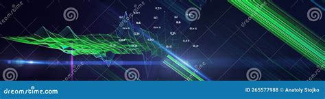 Abstract Background Noise Grid With Color Lines Data On Dark Blue Presentation Concept Of