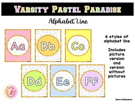 Varsity Pastel Paradise Classroom Decor Bundle Gold Glitter Theme