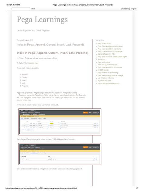 Pega Learnings Index In Pega Append Current Insert Last Prepend