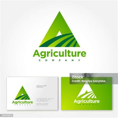 농업 회사 모노그램 삼각형 문자 A 및 필드 기호입니다 명함 0명에 대한 스톡 벡터 아트 및 기타 이미지 0명 계절 과일