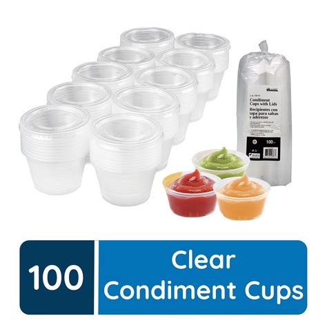 Walmart 100 Sets Of 2 Oz Disposable Condiment Cups With Lids For Dips