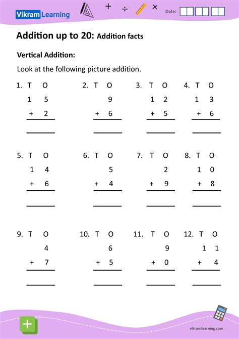 Vertical Addition Worksheets For Grade