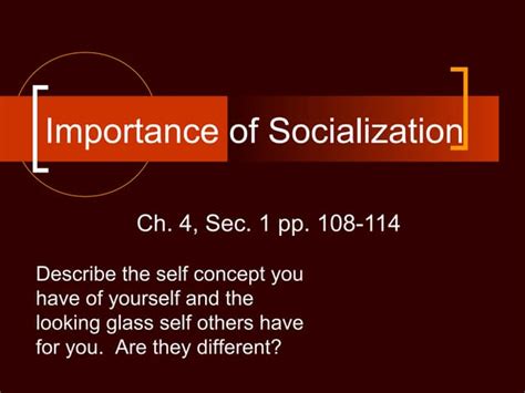Sociology Chapter 4 Socialization And The Self Ppt Education