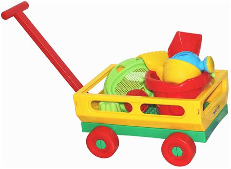 WADER Handwagen Set 8 Tlg Mit Kinder Sandspielzeug Eimer Sieb Rechen