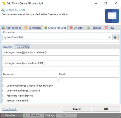 Create Ad User Visualcron Documentation