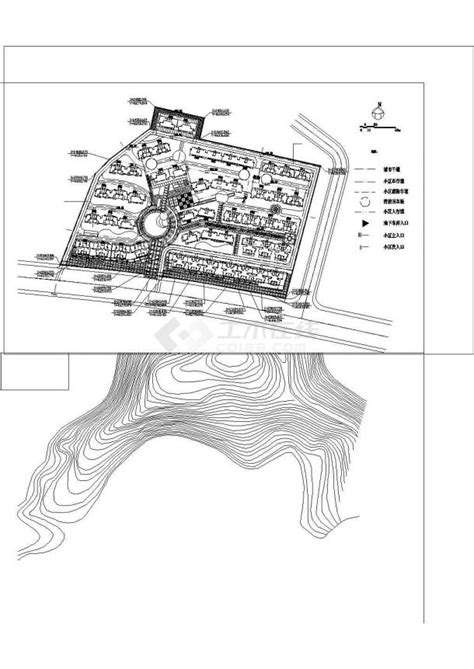 基地58423平米总户数947户小区规划总平面图4张cad住宅小区土木在线