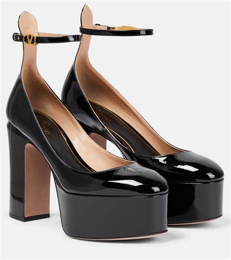 Tan Go Patent Leather Platform Pumps In Black Valentino Garavani